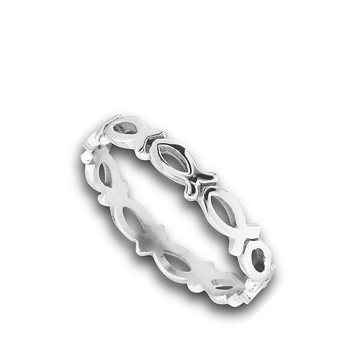 Eternity Christian Fish Stackable Ichthus Ring Stainless Steel Band Size 7