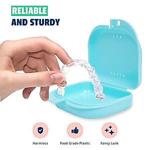 Orthodontic Retainer Case -2 Pack Night Mouth Guard Case Holder with Vent Holes - Cute Denture case with Tight Snap Lock-Durable Retainer Container case for Travel, Household & Office 3.14x3.14x1.1