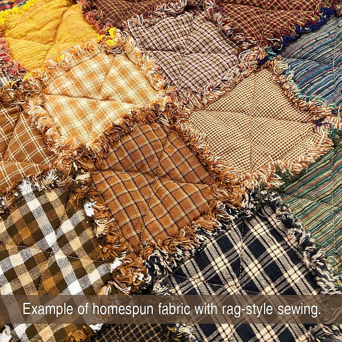 Nutmeg Brown Cotton Homespun Plaid Fabric by JCS - Sold by The Yard