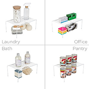 Smart Design Cabinet Storage Shelf Rack - Medium (8.5 x 13.25 Inch) - Steel Metal Wire - Cupboard, Plate, Dish, Counter & Pantry Organizer Organization - Kitchen [White]