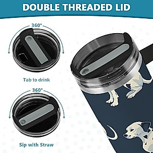 FRCSDIY Cartoon Dogs Insulated Tumbler with Handle and Straw Lid,40oz Leakproof Stainless Steel Cup BPA-Free Water Bottle