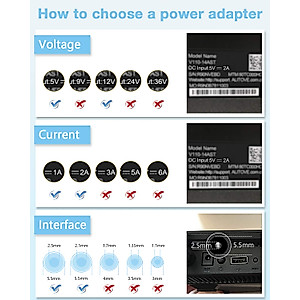 Aclorol 5V 2A Power Supply Adapter 100-240V AC to DC 5Volt 10W 2A 1A Universal Power Charger Converter Transformer 5.5X 2.5mm for WS2812B 5V LED Pixel Strip Lights Security System Router CCTV (5 pack)