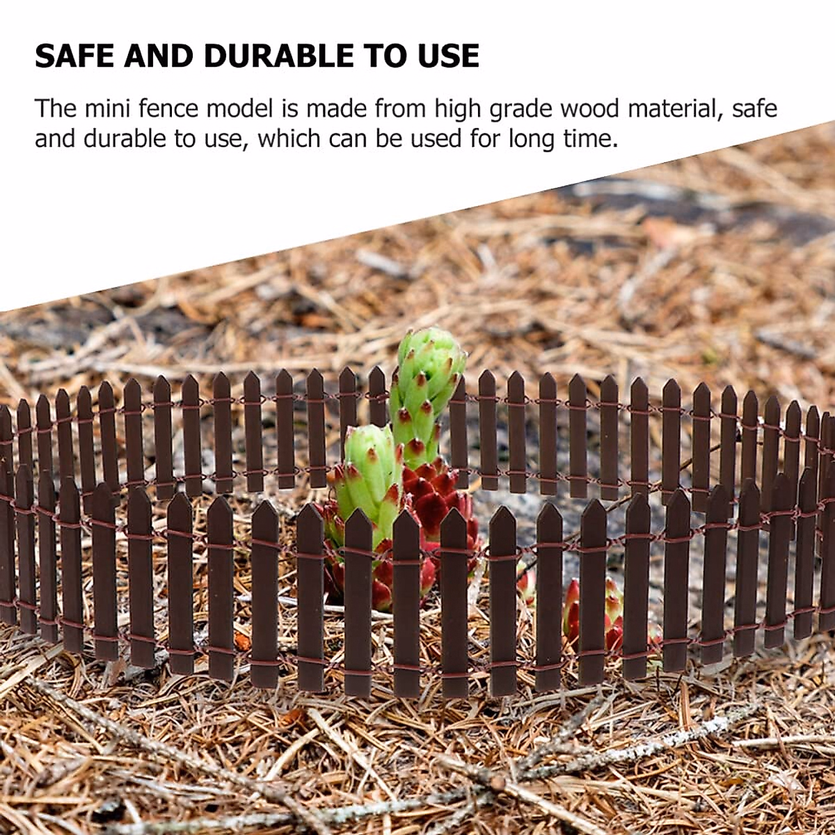 STOBOK 2pcs Mini Fence Mini Wood Fencing DIY Wood Picket Fence Miniature Fence Decoration Decorative Fence Panels Micro Landscape Accessories Fairy Garden Barrier Wooden Sand Table House