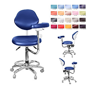 ORILAO Dental Chair 360 Degree Dentist Portable Mobile PU Leather Dentist Chair Rolling Stool with Back Support