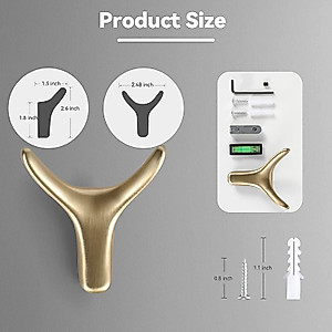 NETLKLA 4 Packs Towel Hooks,Coat Hook Cow Head Wall Hooks, Metal Heavy Duty Wall Hooks for Hanging Coats, Hats, Bags, Kitchenware and Towels in Living Room, Kitchen, Bedroom and Bathroom (Gold)