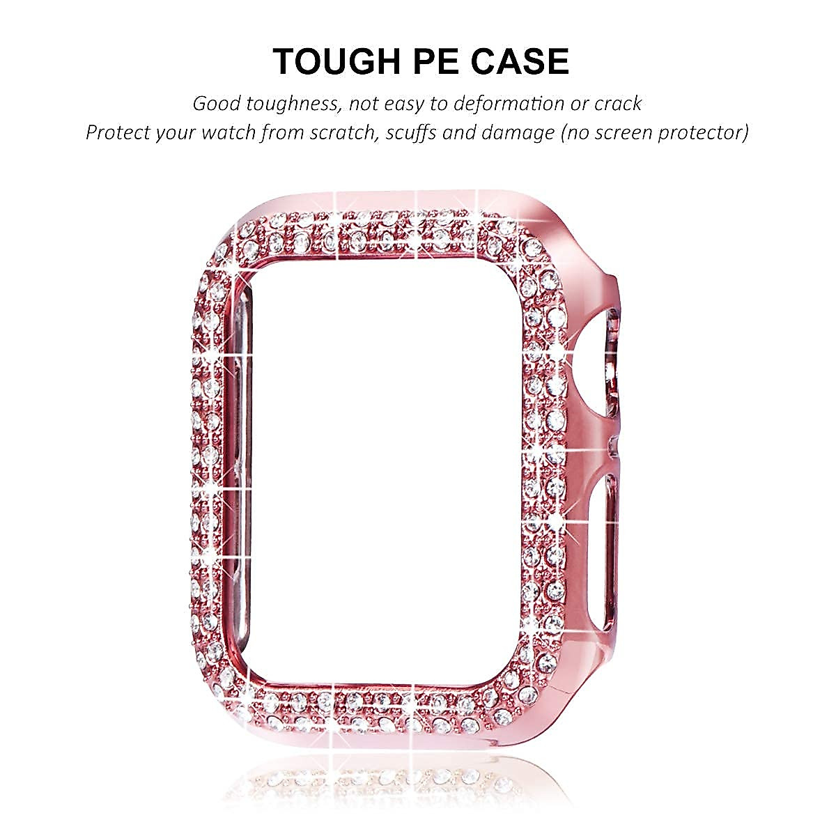 Surace 40mm Case Compatible with Apple Watch Case, Bling Frame Protective Case Screen Protector Replacement for Apple Watch Series 6/5/4 40mm, Rose Gold/Pink/Black/Silver/Clear