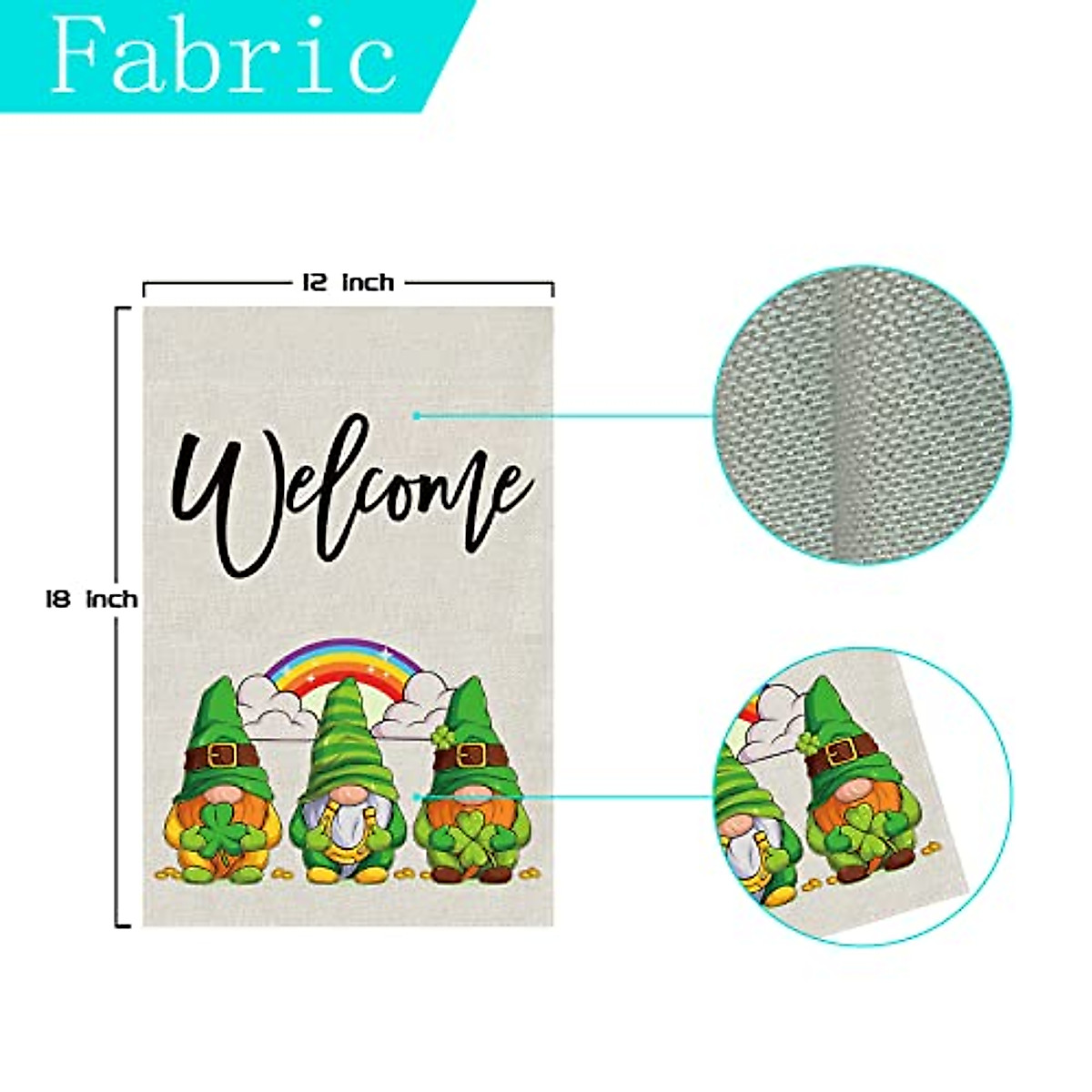 BOTB LIHM St Patricks Day Garden Flag Welcome Gnomes Lucky Clover 12×18 Inch Vertical Double Sided Small Yard Flag Spring Holiday Garden Outdoor Decorations