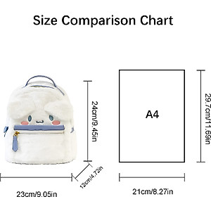 ACCENE Cute Furry Plush Cinnamoroll-Dog Backpack - Mini Girls Backpacks Great Gift for Kids
