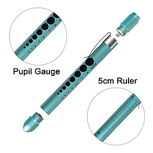 ALMOCN 4 Pack Pen Light,Nurse Medical Reusable LED Penlight White Light with Pupil Gauge and Ruler,2 Pack Teal + 2 Pack Purple
