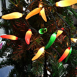 Chili Pepper String Lights, 13.6 Feet Red Green and Yellow Chili Pepper String Lights with 35 Lights, Connectable Pepper Lights for Indoor Outdoor Garden Kitchen Party mexican Fiesta Decoration