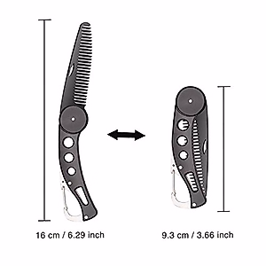 Stainless Steel Folding Beard Comb, Portable Multifunction Anti Static Fine to Medium Metal Hair Comb for Men Grooming, Combing Hair, Beard, and Mustache Styling
