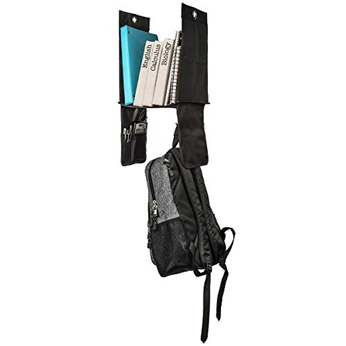Oxel Hanging Locker Shelf Organizer with 2 Hooks and 4 Small Pockets