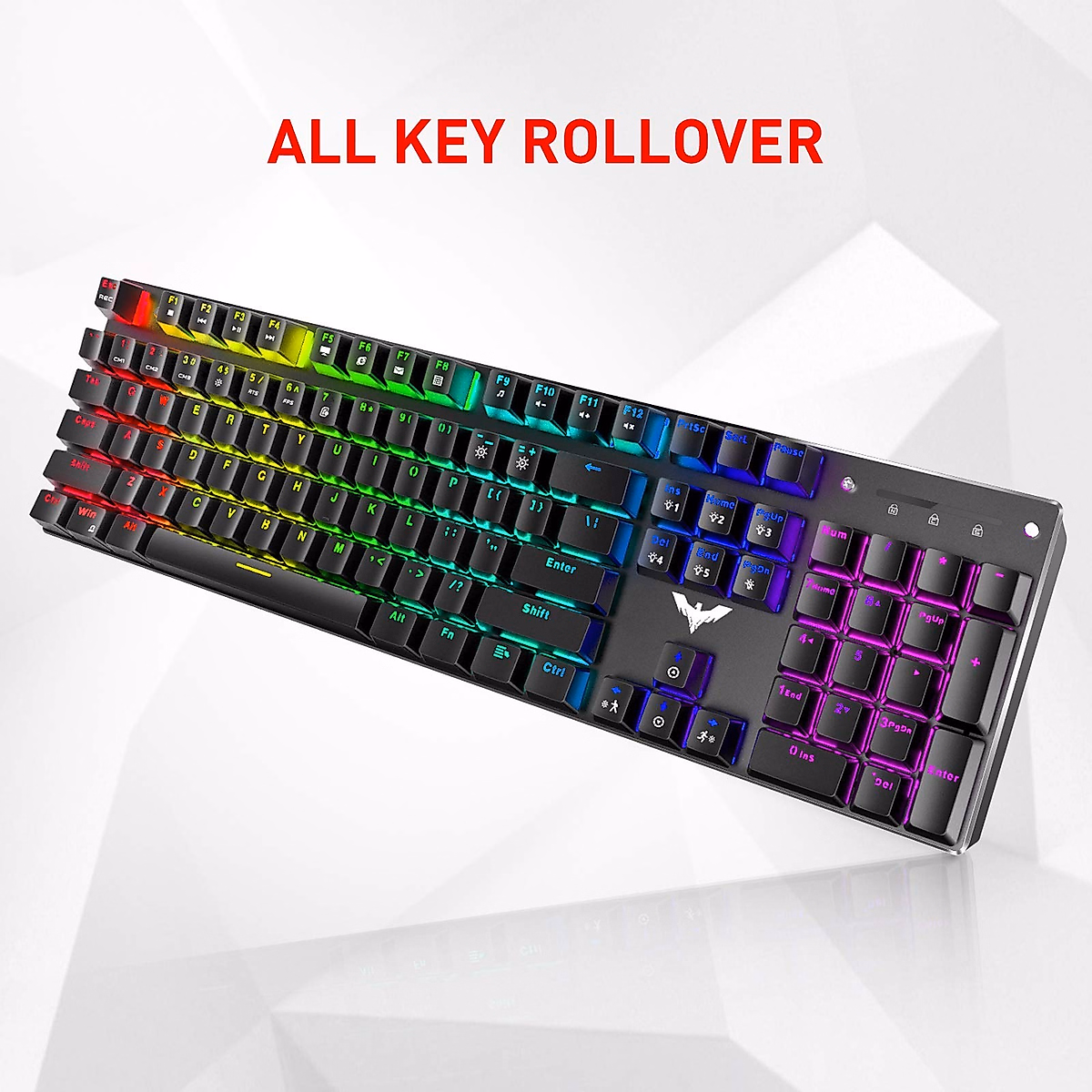 havit Havit Mechanical Gaming Keyboard and Mouse Combo Blue Switch 104 Keys Rainbow Backlit Keyboards, 4800 Dots Per Inch 7 Button Mouse Wired for PC Gamer Computer Laptop (Black) (Renewed)