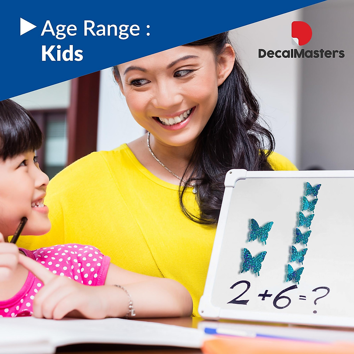 DecalMasters 24pcs Blue Glitter 3D Butterfly Wall Decals - 3 Sizes Butterflies Decor for Wall Removable Mural Stickers Home, Party, Cake and Room Decoration, Bedroom Decor DIY Gift (Blue Glitter, 24)