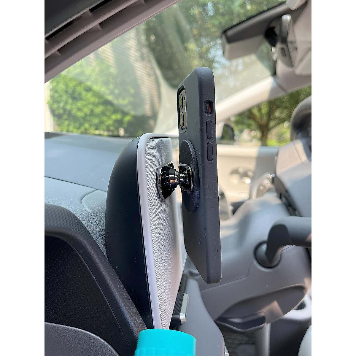 iPhone Holder Mount for Hyundai Ioniq 5. Attaches Magnetically to Metallic Dashboard. Compatible with MagSafe for iPhone 12/13/14/15 Series.