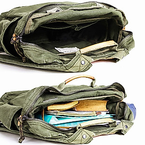 Gootium Canvas Backpack x Crossbody Pack - Casual Vintage Style Cloth Daypack Combo