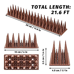 Grovind 21.6 FT Bird Spikes for Outdoor, Plastic Bird Spike for Small Birds Pigeon Raccoon Cats Bird Defender for Fences and Roof - 22 Pack