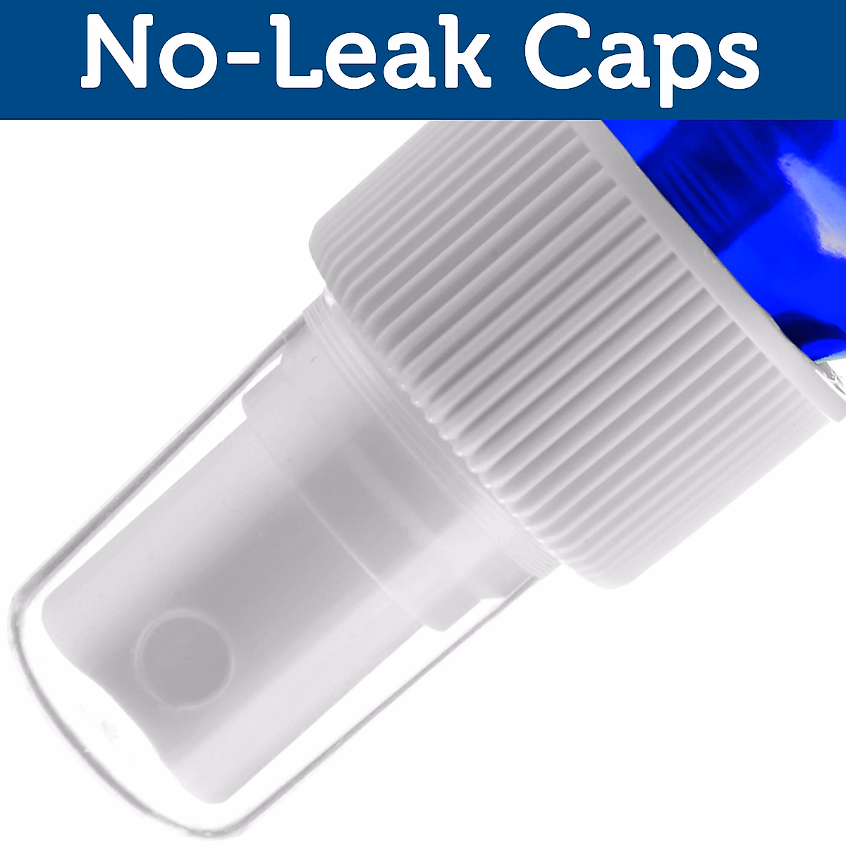 Sally's Organics 4oz Empty Blue Glass Spray Bottles - Small 4 oz Misters Great for Face Spritz, Essential Oils, Beauty Solutions, and Cleaning Sprayer - Portable Atomizer Spritzer - 2 Pack