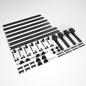 Dondelight 8FT Sliding Barn Door Hardware Track Kit for Double Door, Heavy Duty Modular Sliding Door Track Hardware Set for Interior & Exterior Door