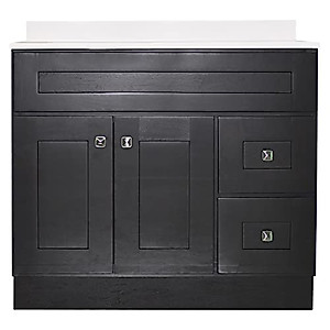 Design House Brookings 37 Inch Bathroom Vanity with Cultured Marble Vanity Top - Unassembled Bathroom Vanity with Sink, Espresso