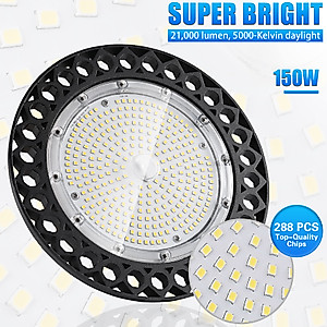 SERWING LED High Bay Light 150W, Super Bright led Shop Light 21,000LM Daylight, IP66 Waterproof Commercial Warehouse Area Light, 1-10V Dimmable High Bay Shop Light1