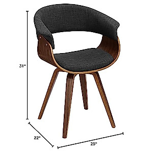 Armen Living Summer Chair in Charcoal Fabric and Walnut Wood Finish, 31" x 25" x 22"