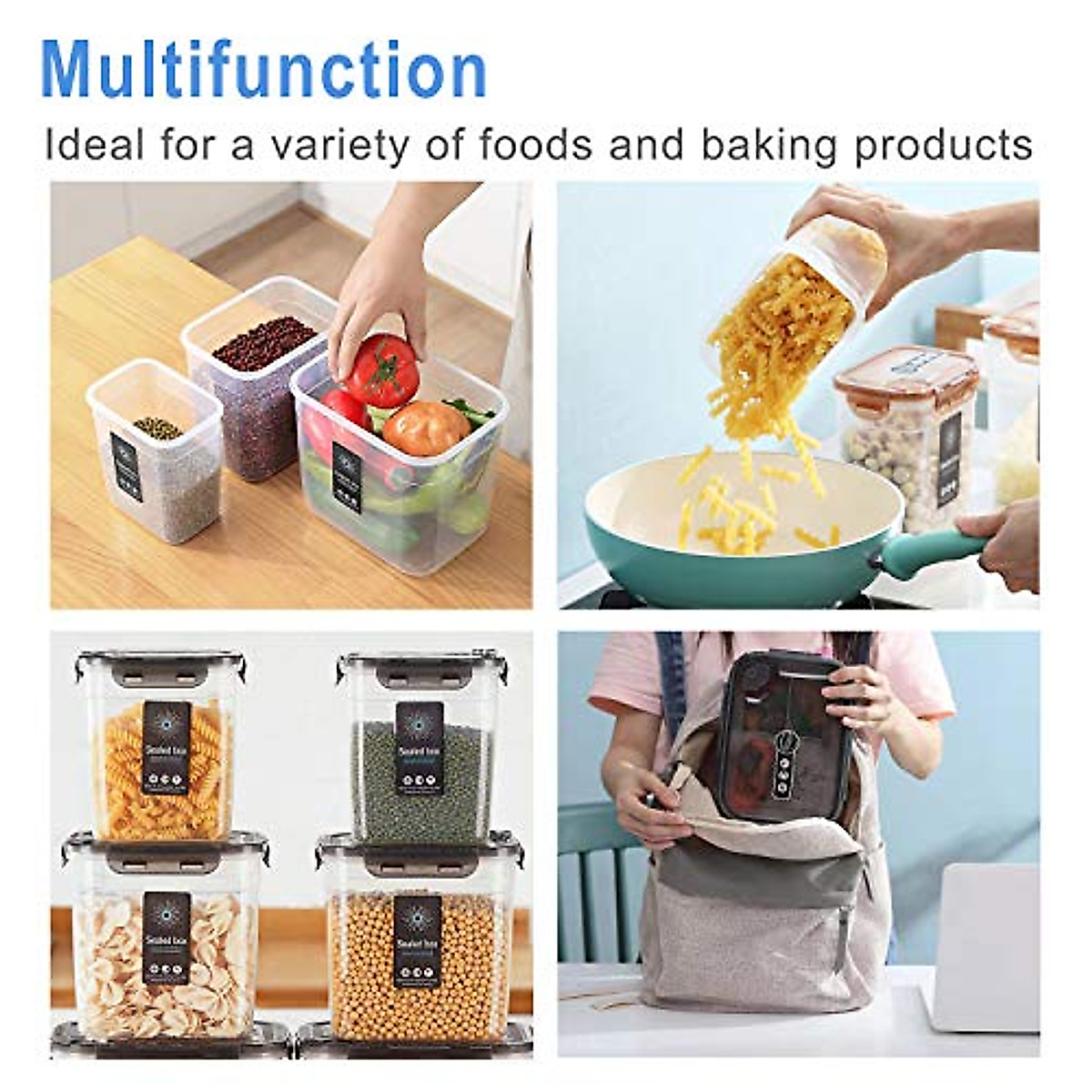 TINGFENG Cereal Containers Storage Set Airtight Food Storage Containers With Lids Flour And Sugar Containers(6 Pack)