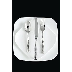 Fortessa Lucca Flatware Set, 20-Piece, Faceted Stainless