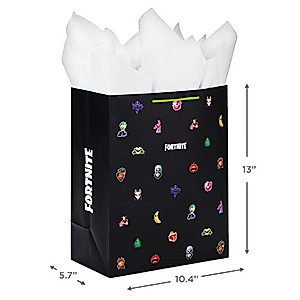 Hallmark 13" Large Fortnite Gift Bag with Tissue Paper (Black) for Birthdays, Valentine's Day, Christmas and More