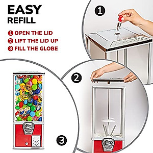Vending Machine - Big Capsule Vending Machine - Prize Machine - Commercial Vending Machine for 2 Inch Round Capsules Gumballs Bouncy Balls - Red