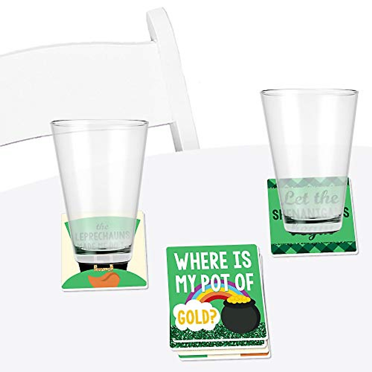 Big Dot of Happiness St. Patrick’s Day - Funny Saint Patty’s Day Party Decorations - Drink Coasters - Set of 6