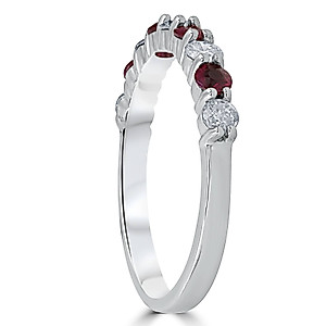 P3 POMPEII3 1/2CT Ruby & Diamond Wedding Ring 10K White Gold - Size 10