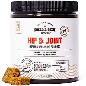 Rocco & Roxie Joint Supplement for Dogs, Glucosamine Hip and Joint Chews, Dog Joint Supplement Large & Small Breed, Senior Dog Vitamins to Support Mobility, Chondroitin, MSM, Dog Health Supplies 90 ct