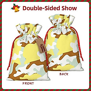 Drawstrings Christmas Gift Bags Light-Yellow-Camouflage-Desert Presents Wrapping Bags Xmas Gift Wrapping Sacks Pouches Medium