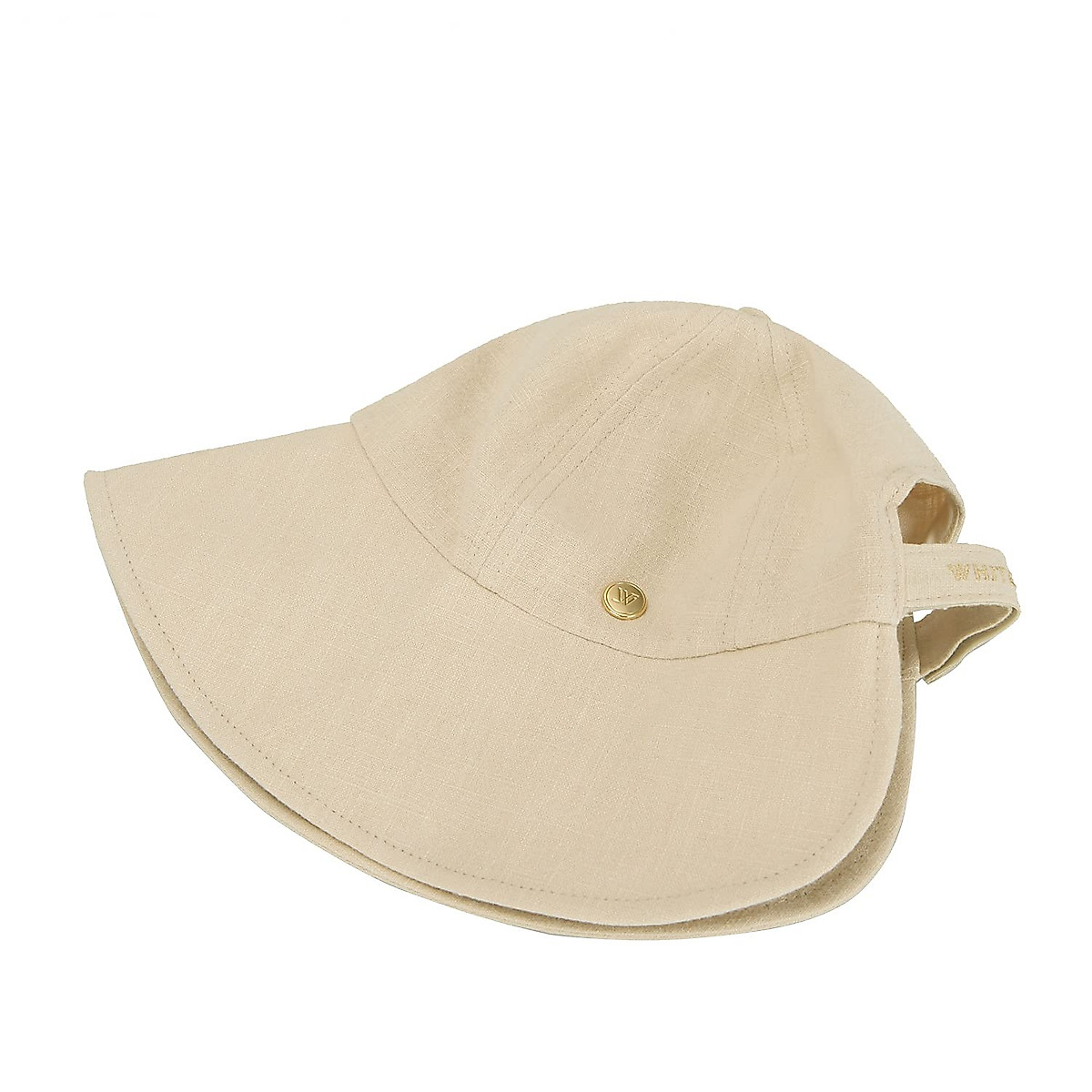 WHITE SANDS MOJA Linen Victorian Bonnet Hat Sun Cap, Foldable Summer Visor | New Katy | Beige
