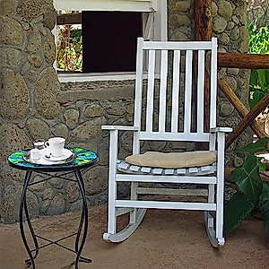 VCUTEKA Patio Side Table Plant Stands Outdoor Accent Table Small Mosaic Table Glass Top Round Balcony Coffee Table