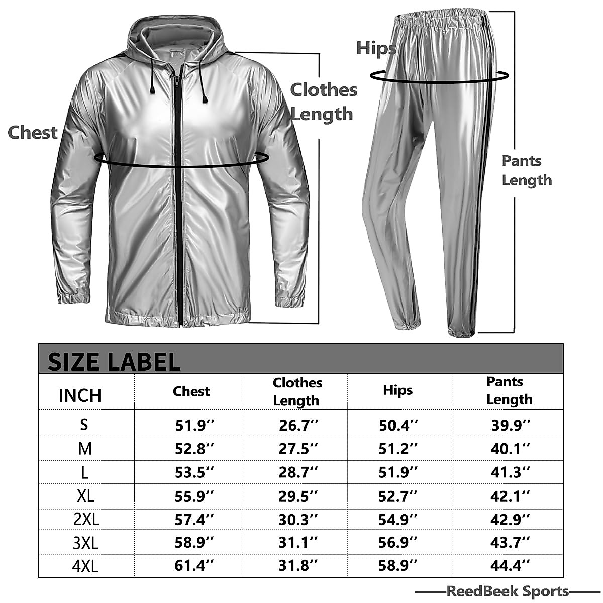 REEDBEEK Anti-Rip Sauna Suit Weight Loss Sweat Suit MMA Training Gym Jacket Pants Workout Suits for Men and Women
