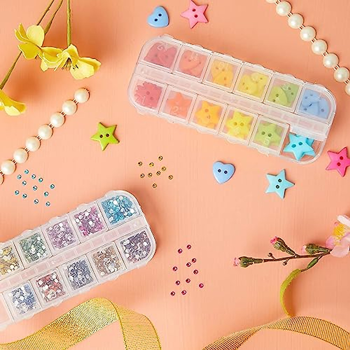 12 Grid Clear Plastic Jewelry Box Organizer, Storage Container (10 Pack)