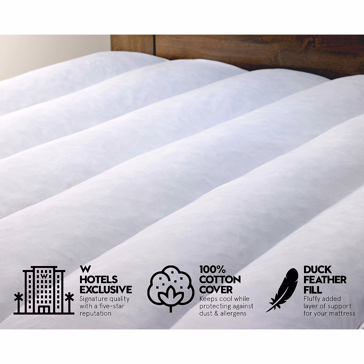 W Hotels Featherbed - Mattress Cover - Hotel Luxurious, Soft Duck Featherbed - King (76" x 80")