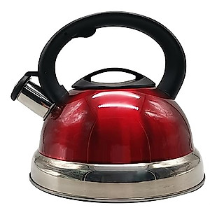 Tea Kettle For Stove Top Teapot For Stovetop 3L Whistling Teapot Stovetop Tea Kettle Stainless Steel Water Boiling Teapot Cool Handle Kettle Kitchen Tea Pot Stovetop (Color : Red, Size : 3L)