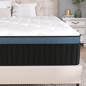 VERHOPE Queen Size Mattress,14 inch Queen Mattresses in a Box,Motion Isolation with Individual Pocket Springs,Medium Firm CertiPUR-US Memory Foam Hybrid Mattress,Edge Support