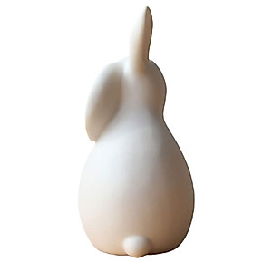 Amosfun Ceramics Bunny Figurine Easter White Bunny Figurines Home Decor Rabbits Ornaments for Home Easter Garden Micro Landscape Decorations White