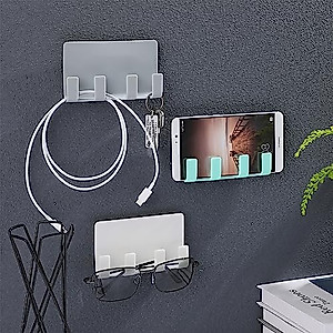 UKCOCO Cell Phone Wall Mount, 3 Pack Multi Purpose Plastic Phone Charging Dock Holder Shaving Razor Towel Hook Bracket for Smartphone Tablet eReader (Mixed Color)