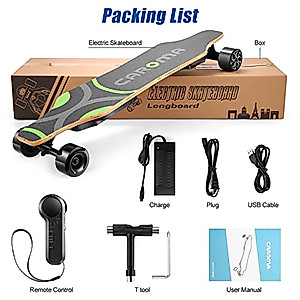 Caroma 900W Electric Skateboards with Remote, 28 MPH Top Speed E Skateboard, 16 Miles Range, 330 lbs Max Load, 12 Months Warranty, Electric Longboard for Adults Teens