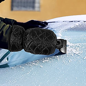 EBOOT 2 Pieces Ice Scraper with Glove for Car Warm Ice Snow Scraper Mitt Waterproof Detachable Windshield Scraper Snow Remover Glove with Comfortable Grip