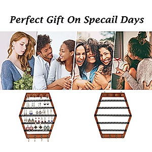 handrong Hexagon Hanging Earring Organizer Wall Earring Holder Wall Jewelry Holder Wall Jewelry Organizer For Earrings Necklaces Bracelets