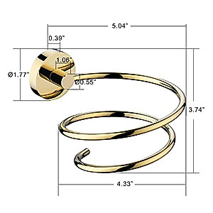 YUESIMATE Hair Dryer Holder Wall Mounted Bathroom or Bedroom Hairdryer Hanging Rack Hair Dryer Organizer Blower Dryer Organizer Universal Size,Gold