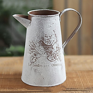CALIDAKA Metal Milk Churn 6.69 inch Vintage Wedding Flower Vase Jug,Rustic Flower Vase French Pitcher Vase Garden Flower Pot Watering Can Shabby Vase(High Type)