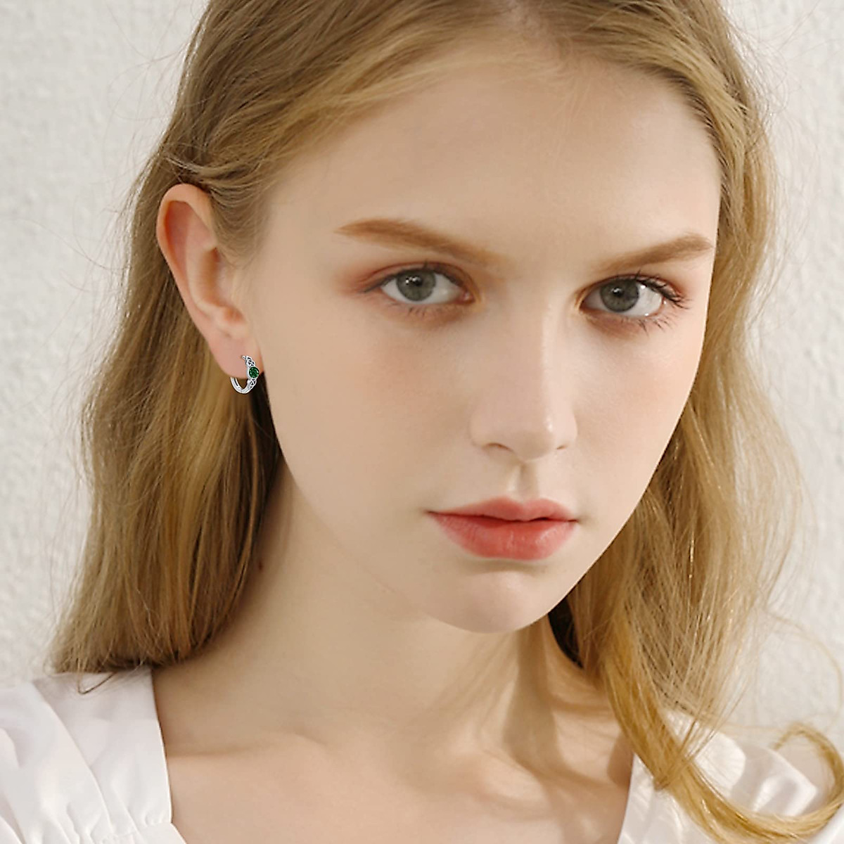 Celtic Hoop Earrings, Graduation Gift 925 Sterling Silver May Birthstone Celtic Knot Hoop Earrings Hypoallergenic Emerald Celtic Jewelry Gift for Women Christmas Birthday