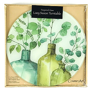 Mother Nature in a Bottle Lazy Susan: Decorative Simple Life Leaf Motif, 13" Diameter